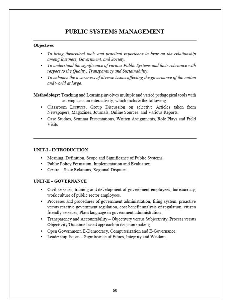 Public Systems Management Overview | PDF | Entrepreneurship | Governance