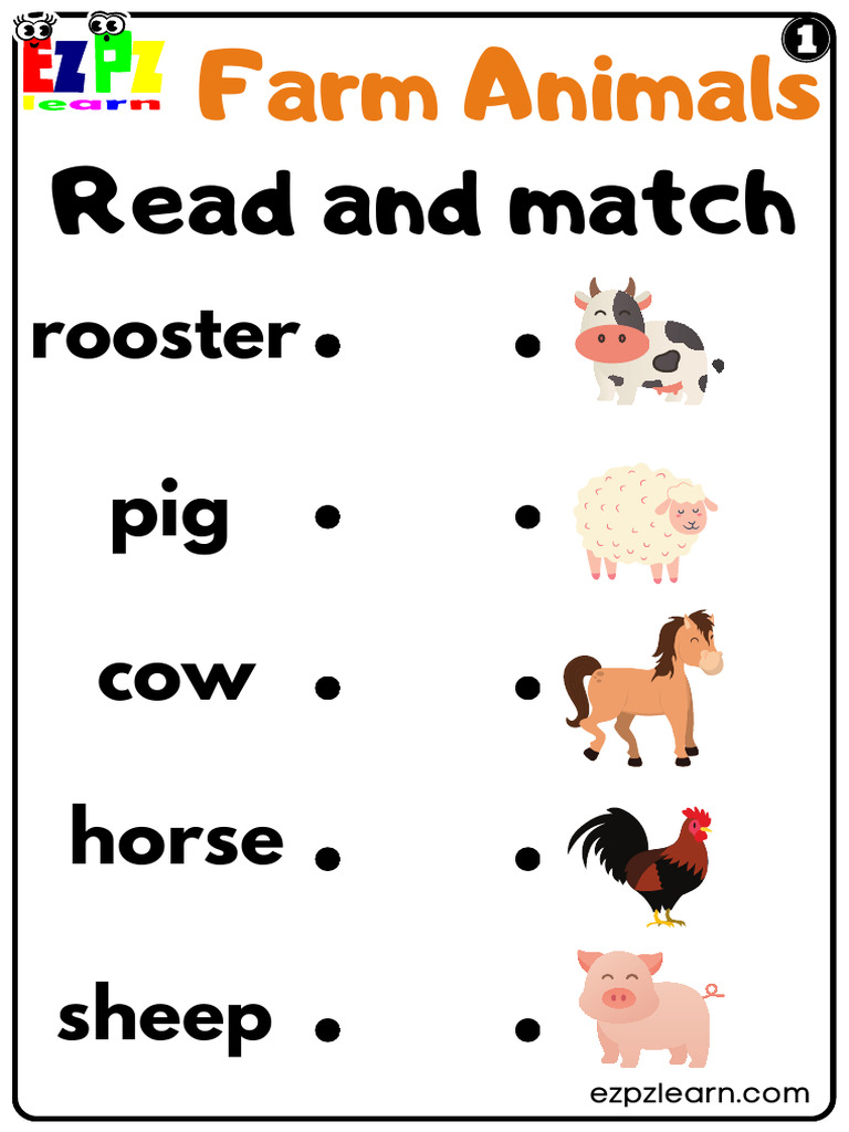 1 Farm Animals Read and Match-đã Gộp | PDF