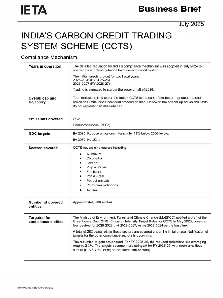 IETA Business Brief-India July Final-One (1) | PDF | Environmental ...