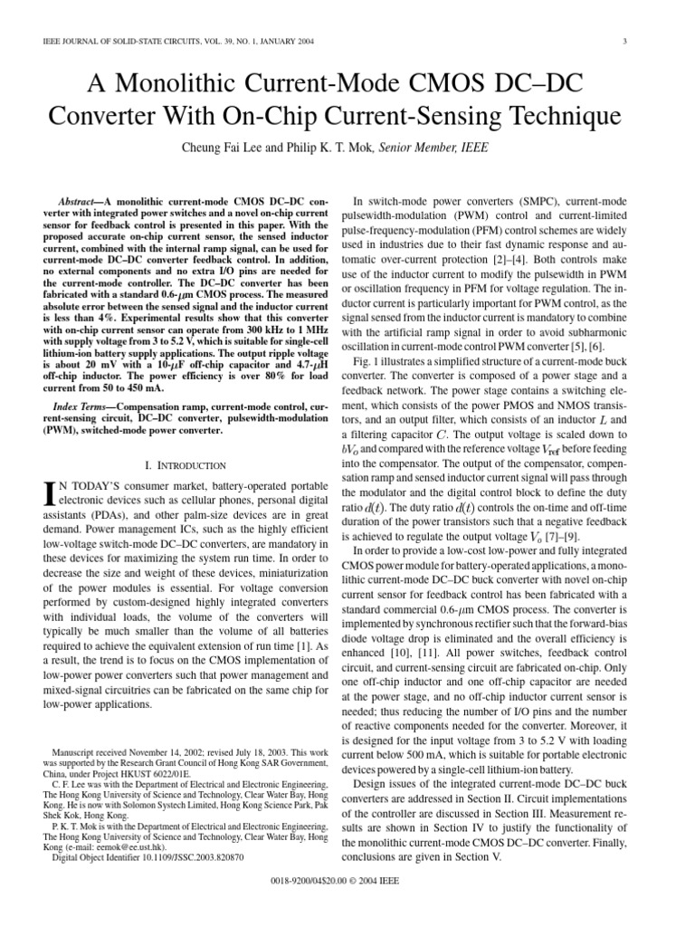 Monolithic CMOS DC-DC Converter Design | PDF | Operational Amplifier ...
