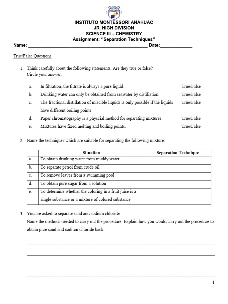 Separation Techniques in Chemistry | PDF