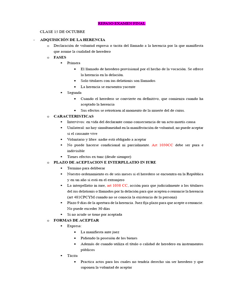 REPASO FINAL CIVIL V | PDF | Herencia | Donación