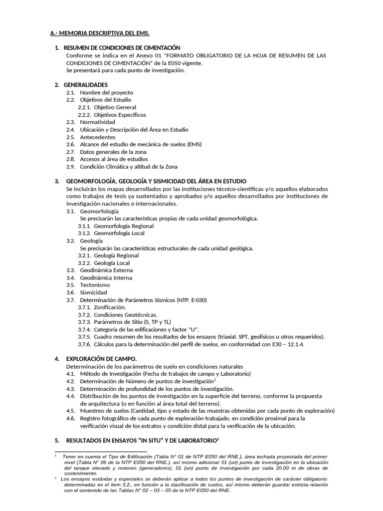 2A CONTENIDO Mem Descriptiva EMS - Copia | PDF | Fundación (Ingeniería ...