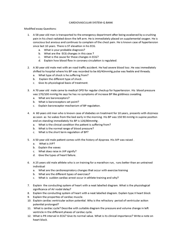 CVS Q Bank copy | PDF | Heart | Blood Pressure