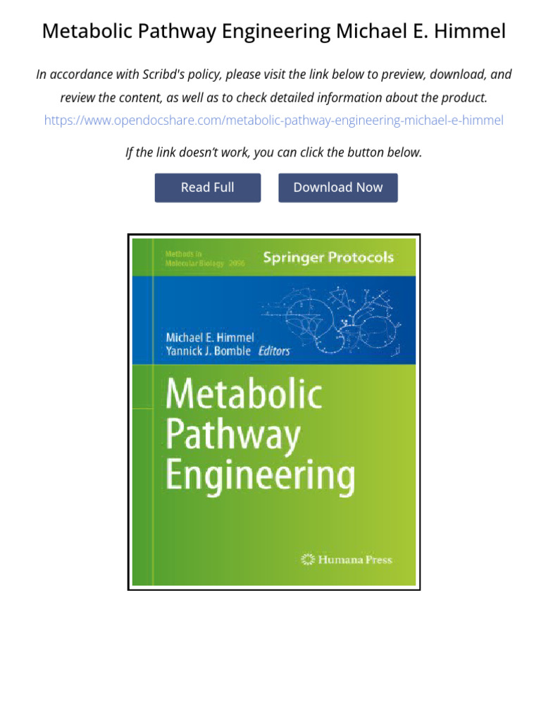 Metabolic Pathway Engineering Michael E. Himmel | PDF | Vector ...