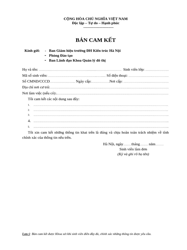 Ban cam ket | PDF