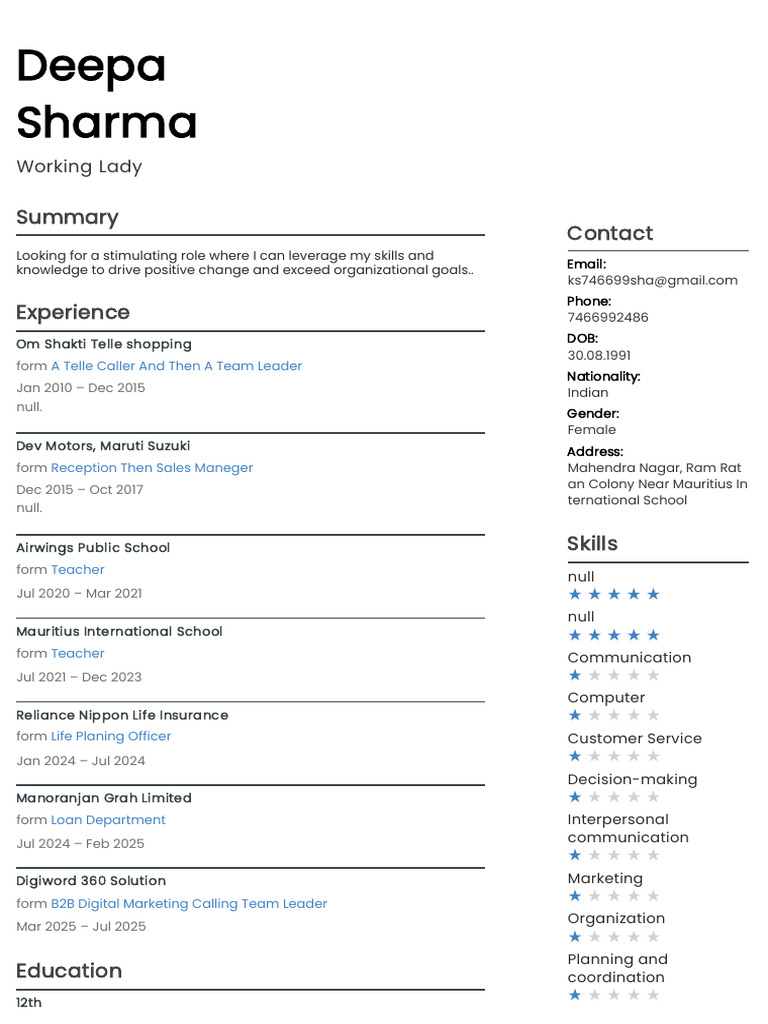 Deepa Resume 138 | PDF | Human Communication | Learning