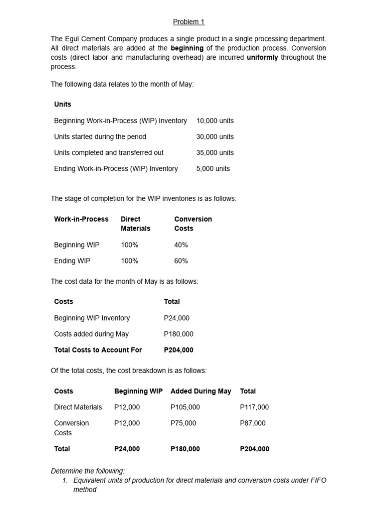 Egul Cement Company Cost Analysis Guide | PDF | Inventory | Economies