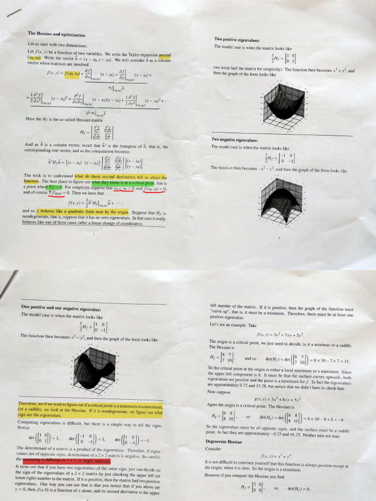 Understanding the Hessian in Optimization | PDF | Eigenvalues And ...