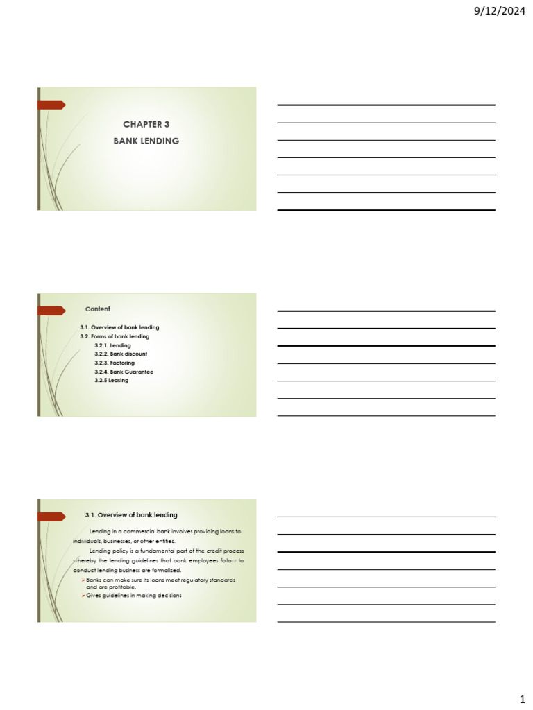 C3_Bank Lending 092024 | PDF | Interest | Loans