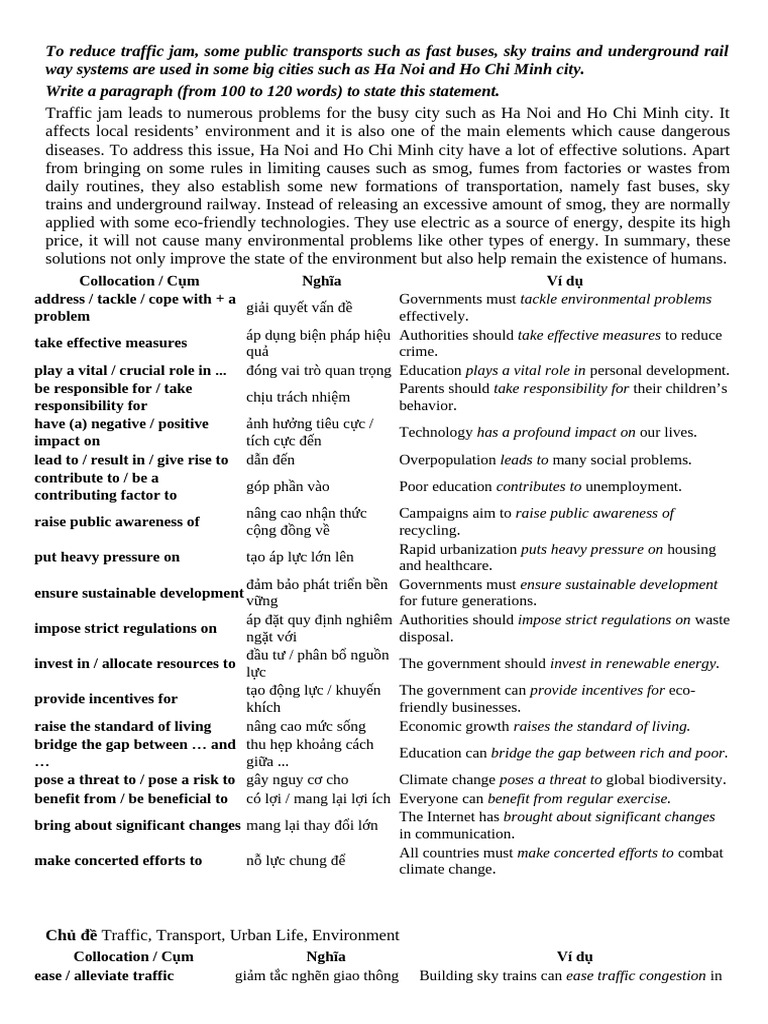 To Reduce Traffic Jam | PDF | Traffic Congestion | Public Transport