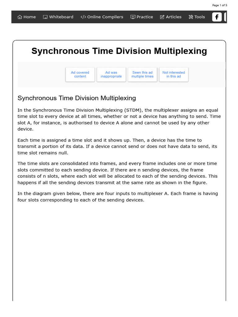 Synchronous Time Division Multiplexing | PDF | Computer Programming ...