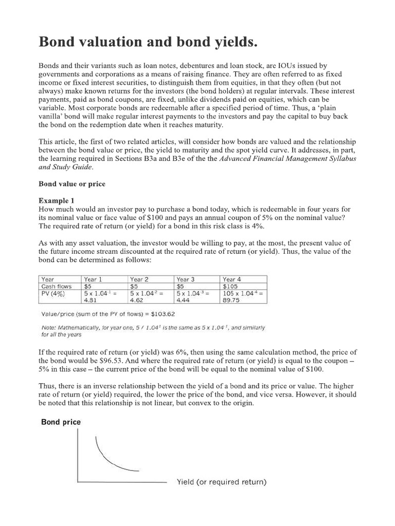 Bond Valuation and Bond Yields. | PDF