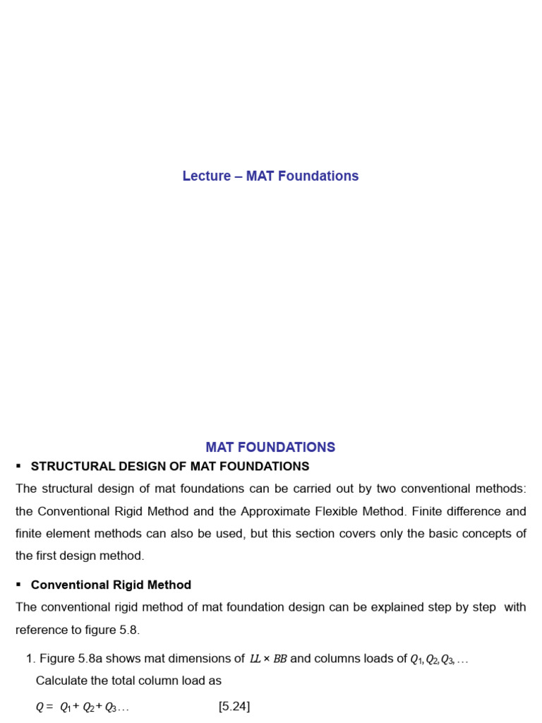 Mat Foundation Structural Design Methods | PDF | Bending | Coordinate ...