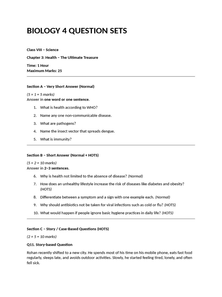 Biology 4 Question Sets | PDF | Infection | Malaria