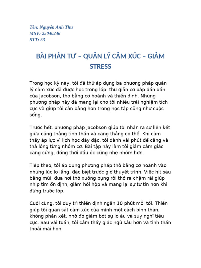 Bai Phan Tu Quan Ly Cam Xuc 3 Phuong Phap | PDF