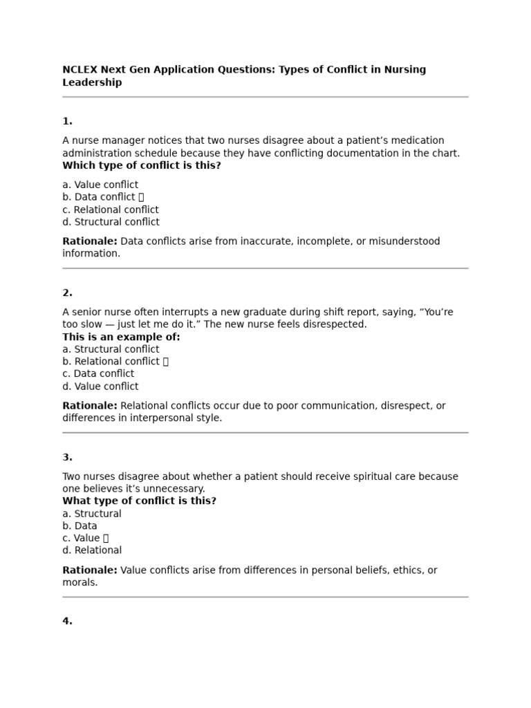 NCLEX Next Gen Application Question_301 | PDF | Bias | Conflict (Process)