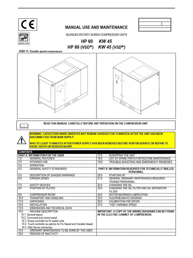 Quincy QGS-QGSV 60 CULus Instruction Book en Brendola 9828093602-00 ...
