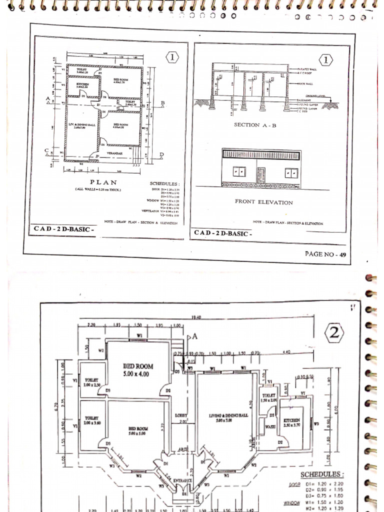 Auto CAD plans for 3rd sem | PDF