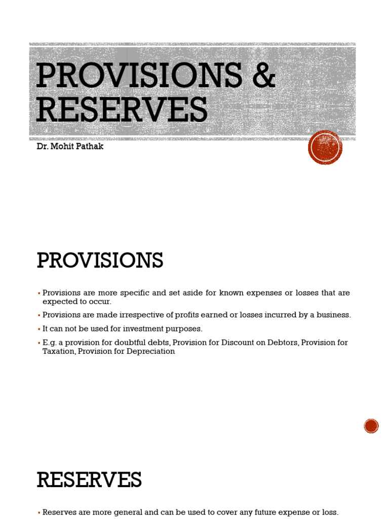 Provisions vs Reserves Explained | PDF