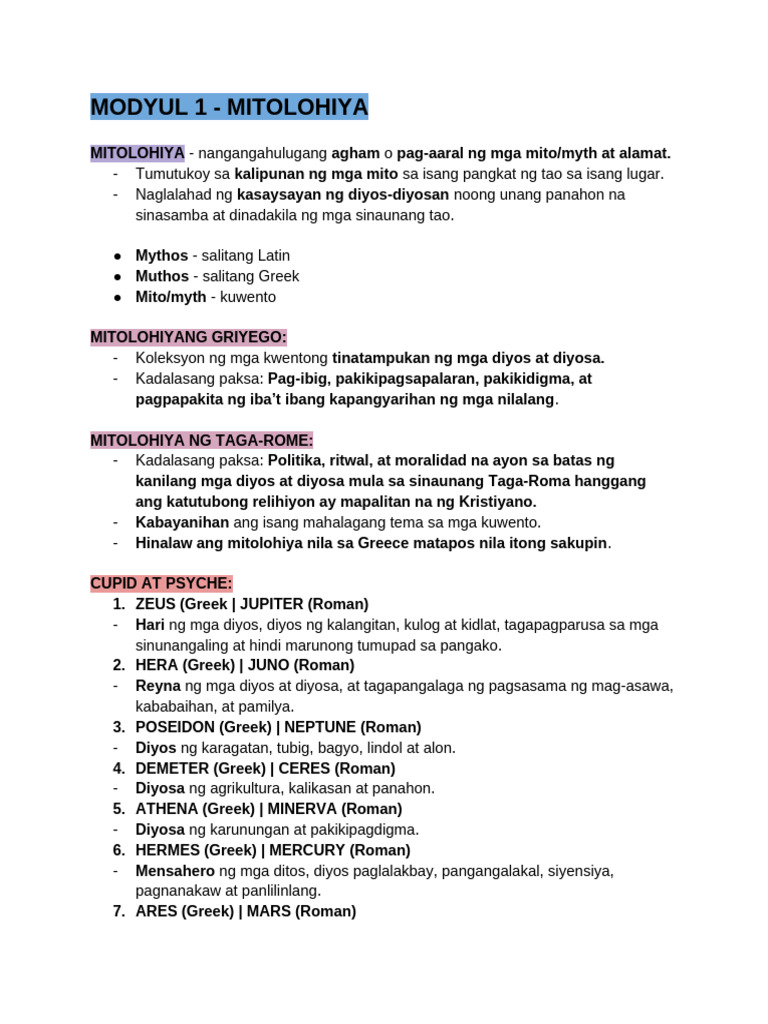 Filipino 10 - q1 Reviewer | PDF