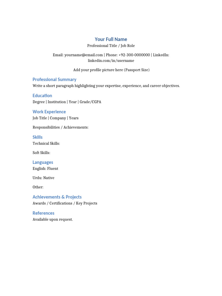 Professional CV Template English | PDF