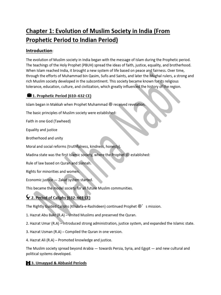 Chapter 1 Evolution of Muslim Society | PDF | Sufism | Caliphate
