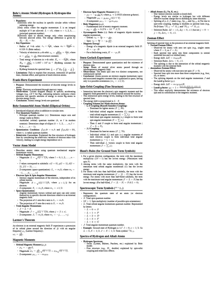 Atomic Physics 1 | PDF | Atomic Orbital | Spin (Physics)