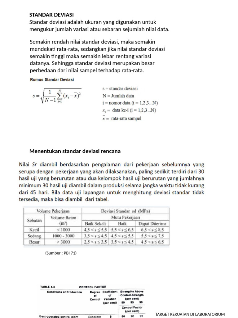 DEVIASI STANDAR & CONTROL FACTOR | PDF