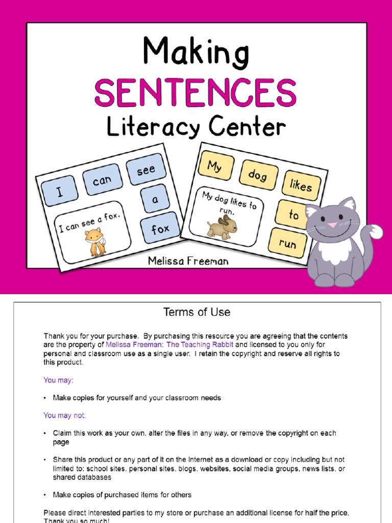 1 - Making Sentences Literacy Center | PDF