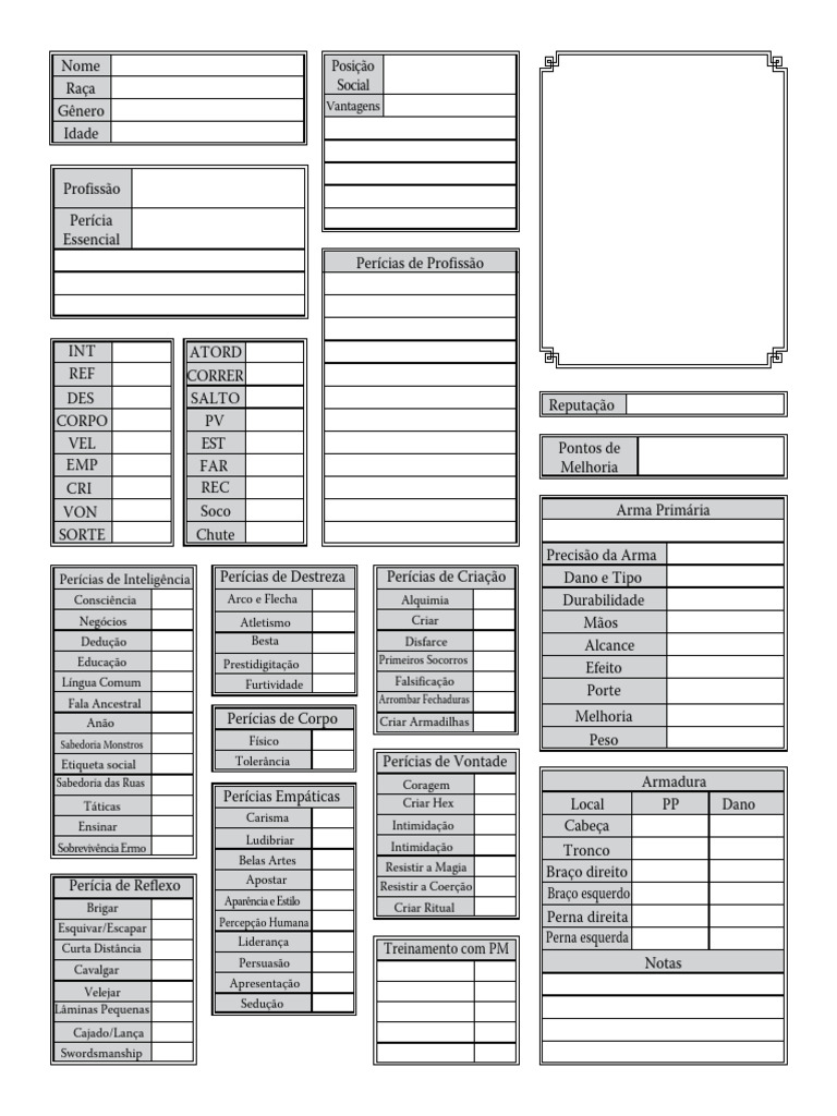 Witcher Character Sheet Printer Friendly Traduzida | PDF
