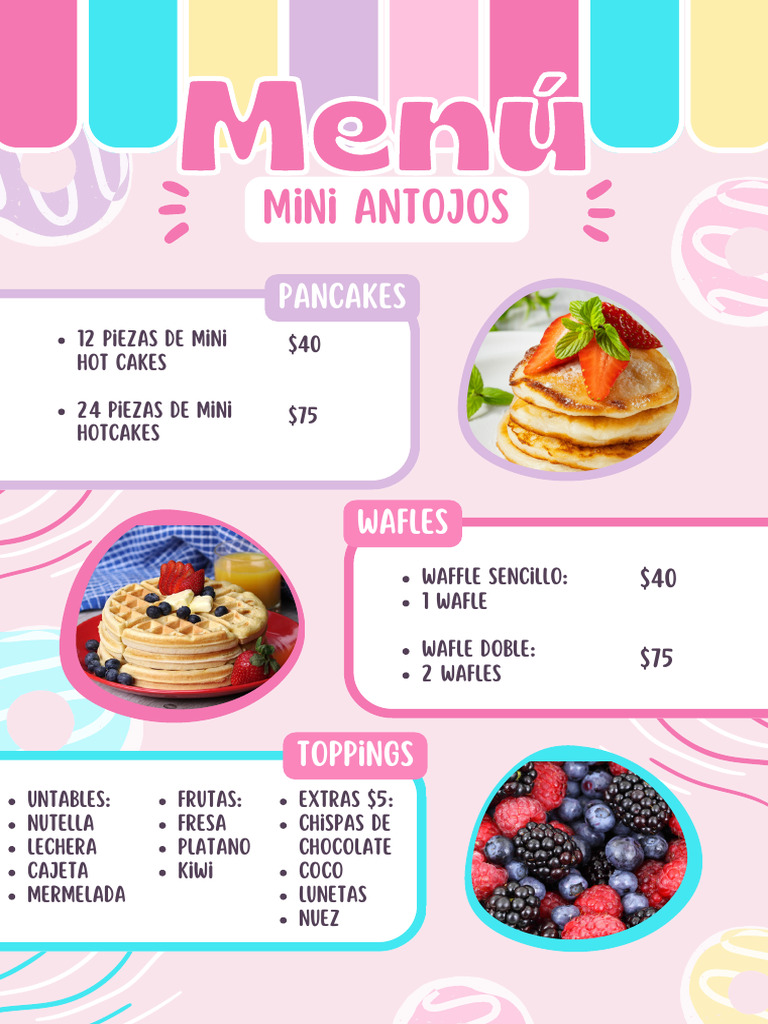 Menu Restaurante de Donas Llamativo Rosa Pastel.pdf | PDF