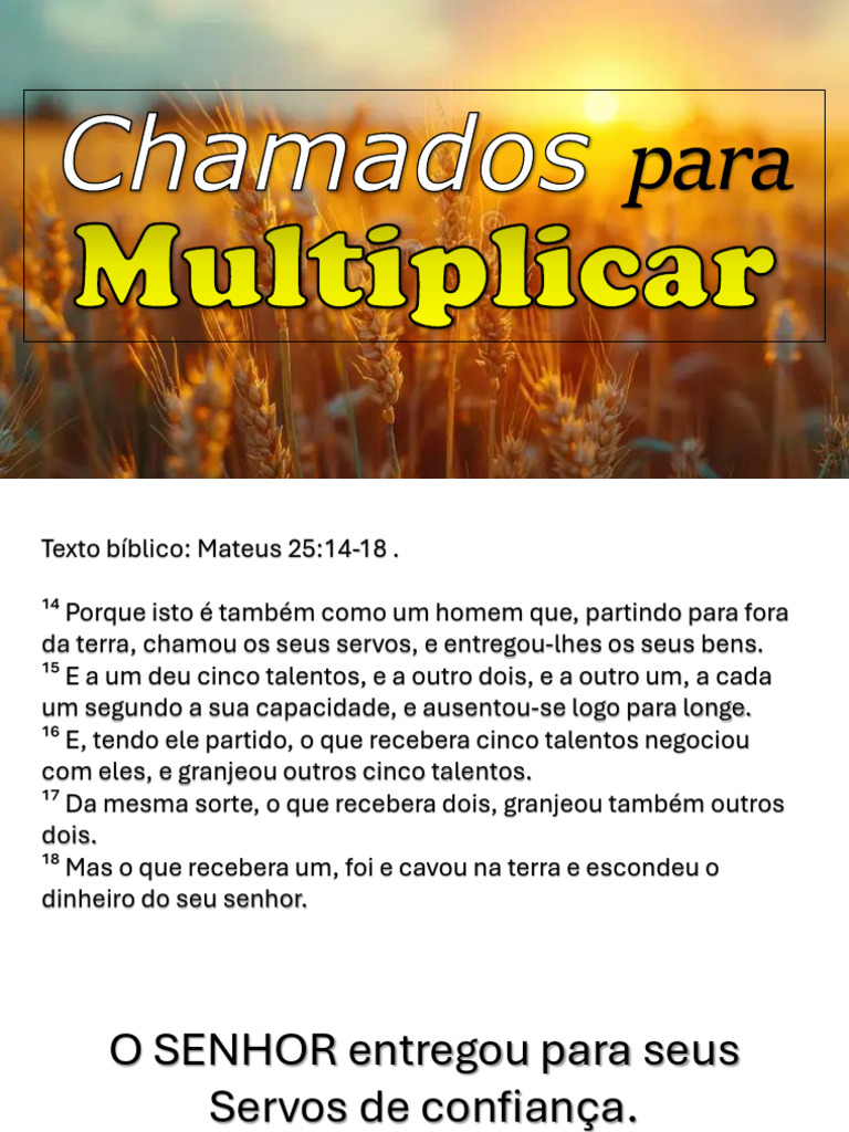 Talentos Bom Servos e Fiel. | PDF