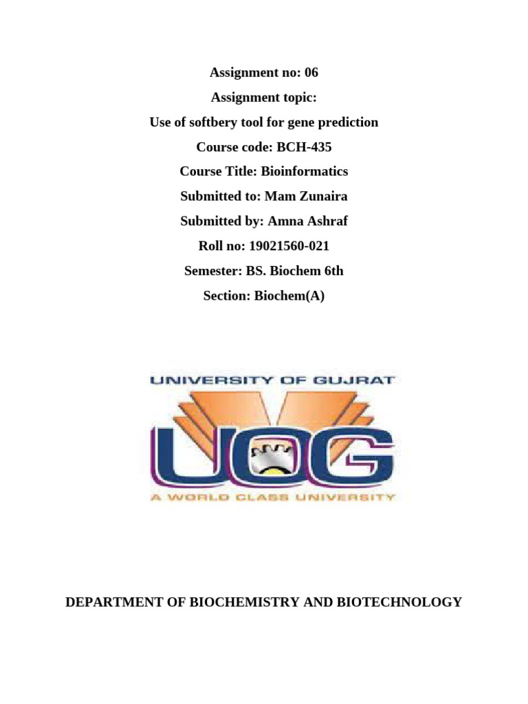 Gene Prediction Using Softbery Tool | PDF
