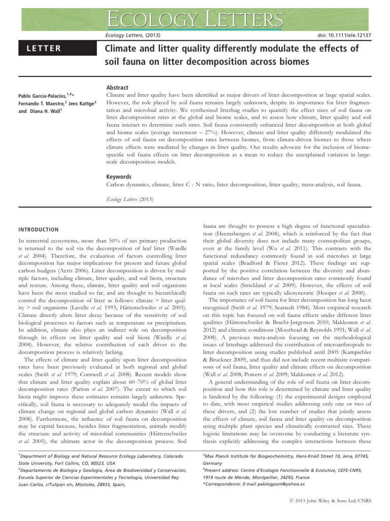 Soil Fauna's Role in Litter Decomposition | PDF | Effect Size ...