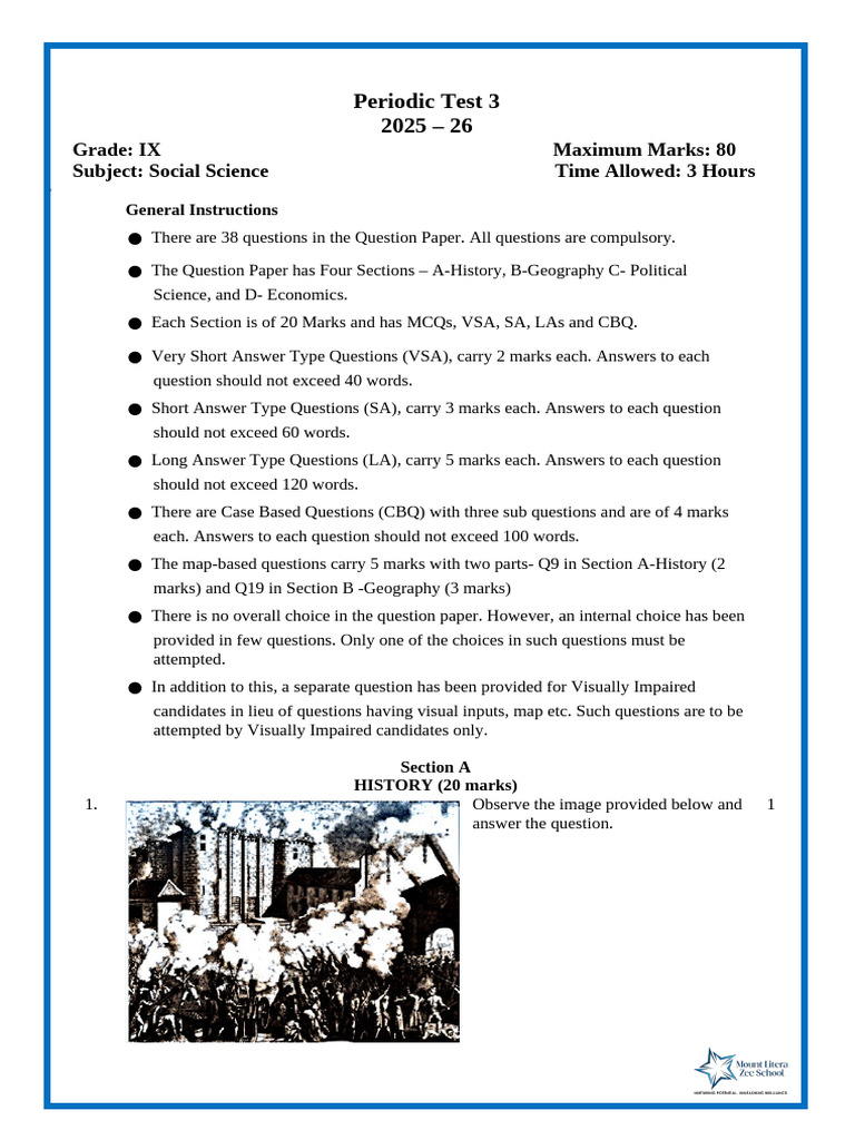 Grade IX Social Science Periodic Test 2025 | PDF | Elections | Monsoon