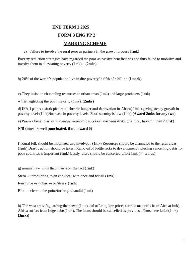 English Pp2 Ms[1] | PDF | Poverty | Poverty & Homelessness