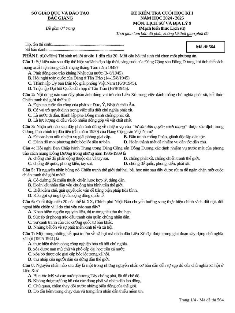 đề thi lsdl 9 | PDF