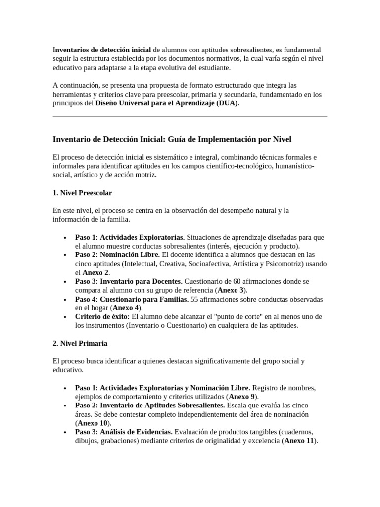 Inventarios de detección inicial de alumnos con aptitudes ...