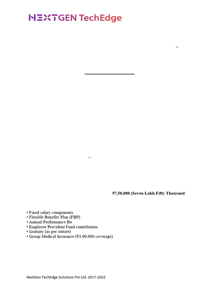 NextGen TechEdge Solutions Pvt Offer Letter Rakshit Sobti | PDF ...