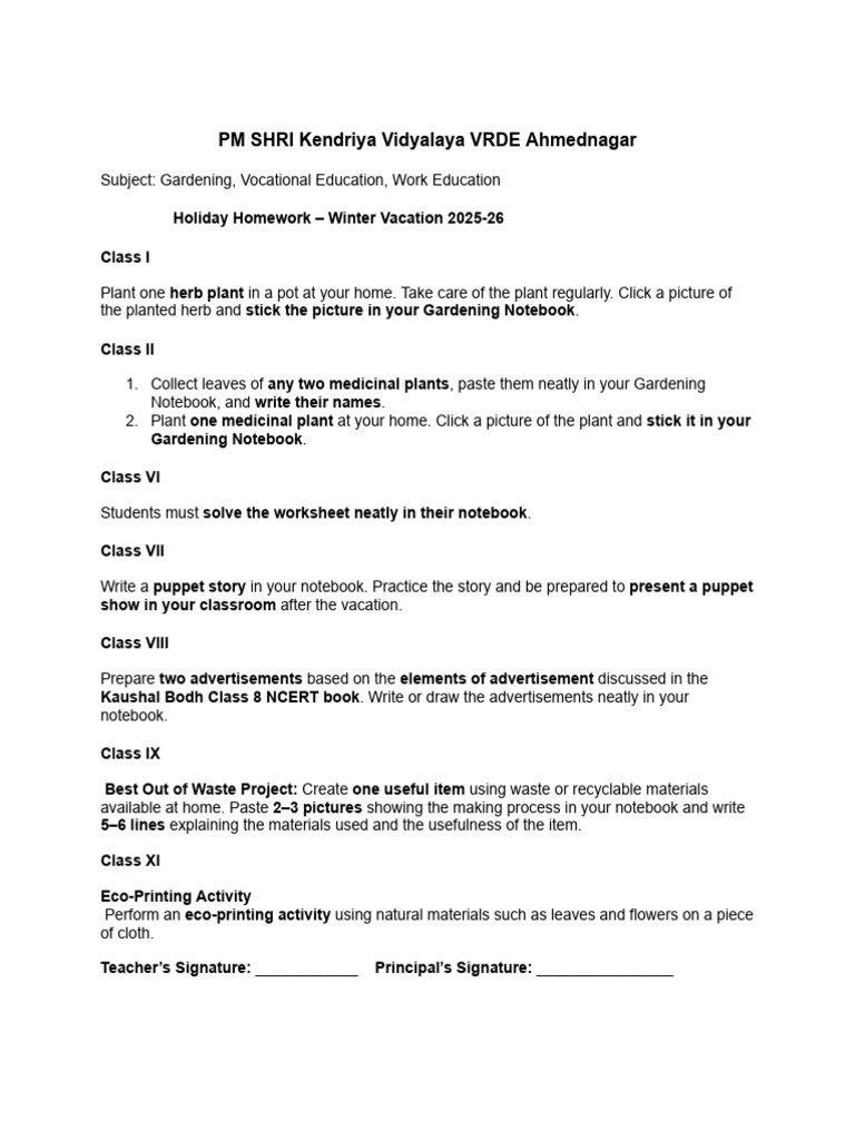 Winter Homework | PDF