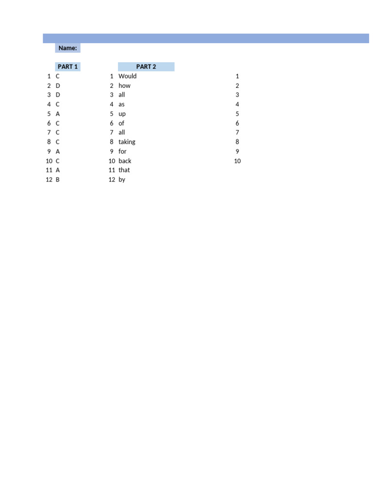 FCE Use of English - Answer Sheet | PDF