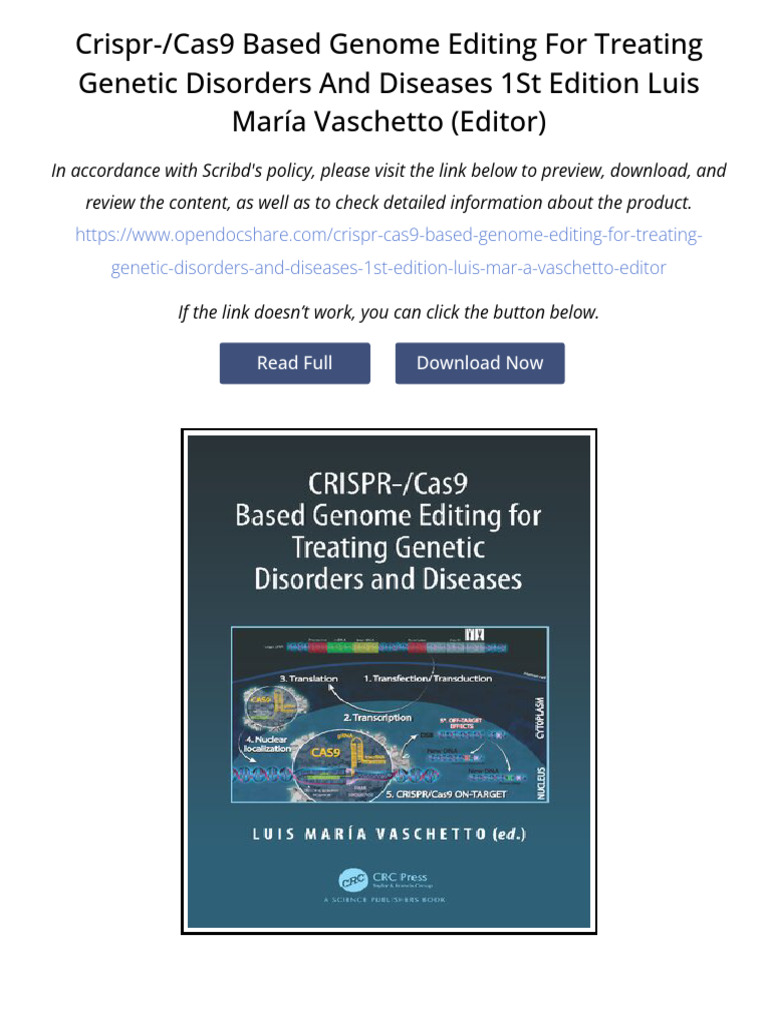 CRISPR-/Cas9 Based Genome Editing for Treating Genetic Disorders and ...