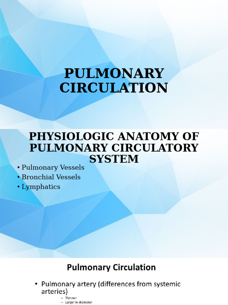 Anatomy and Function of Pulmonary Circulation | PDF | Circulatory ...