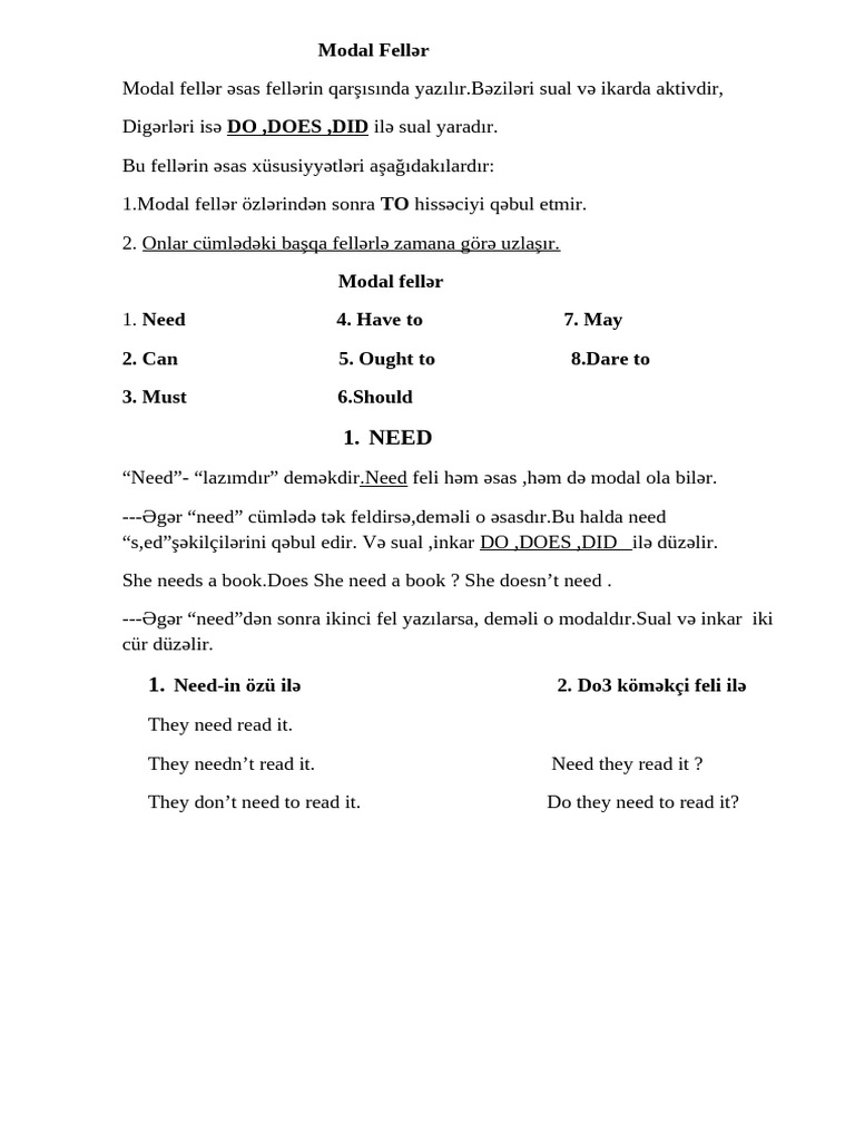 Modal Verbs Azerb | PDF