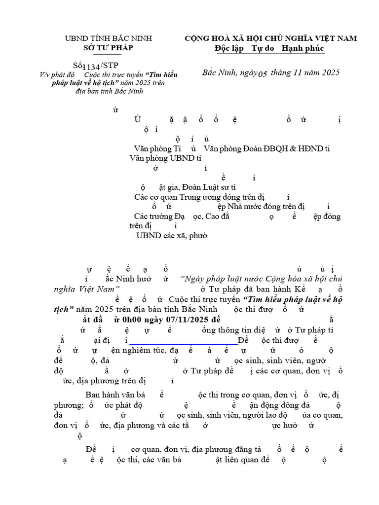 phát động cuộc thi "Tìm hiểu pháp luật về hộ tịch" năm 2025" | PDF