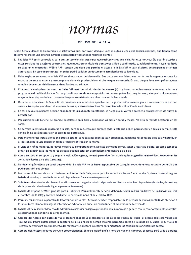 Normas+de+Uso+Salas+2025+ES+Reser Pricing | PDF