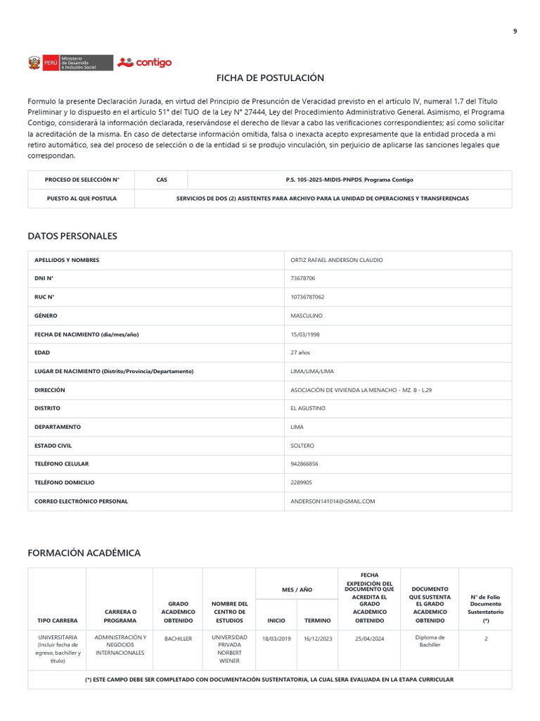 Ortiz Rafael Anderson Claudio - Ddjj | PDF | Business