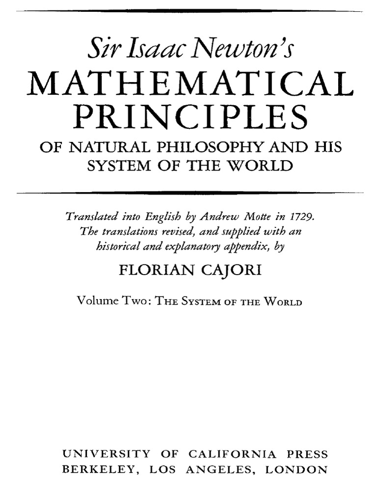 Isaac Newton - Principia_ Vol. II_ The System of the World. Volume 2 ...