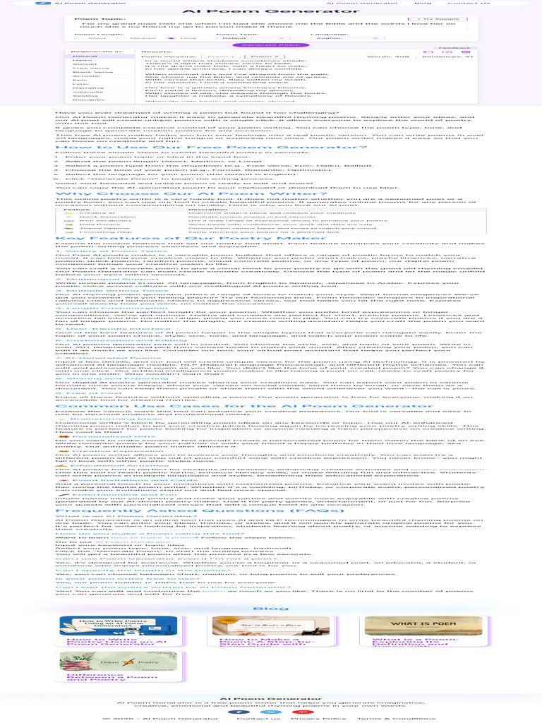 AI Poem Generator: Create Custom Poems | PDF | Poetry | Rhyme